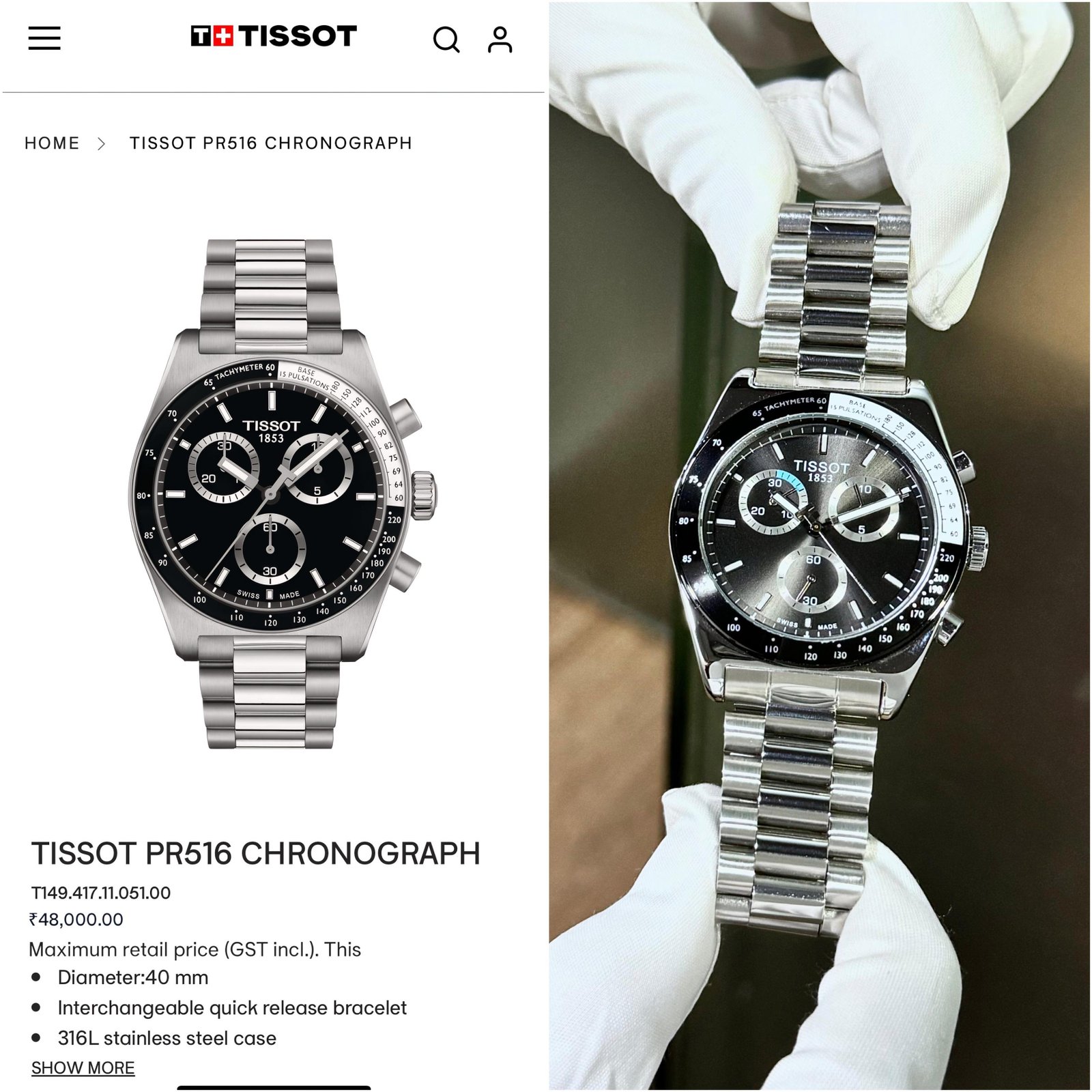 Tissot PR516 First Copy Watch - First Copy Watches