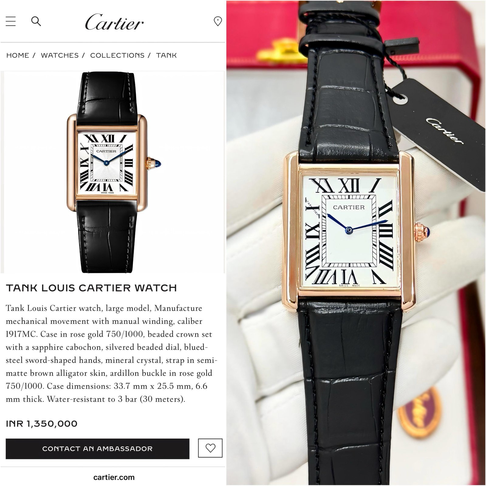 CartierTANK LOUIS CARTIER WATCH First Copy Watch - First Copy Watches