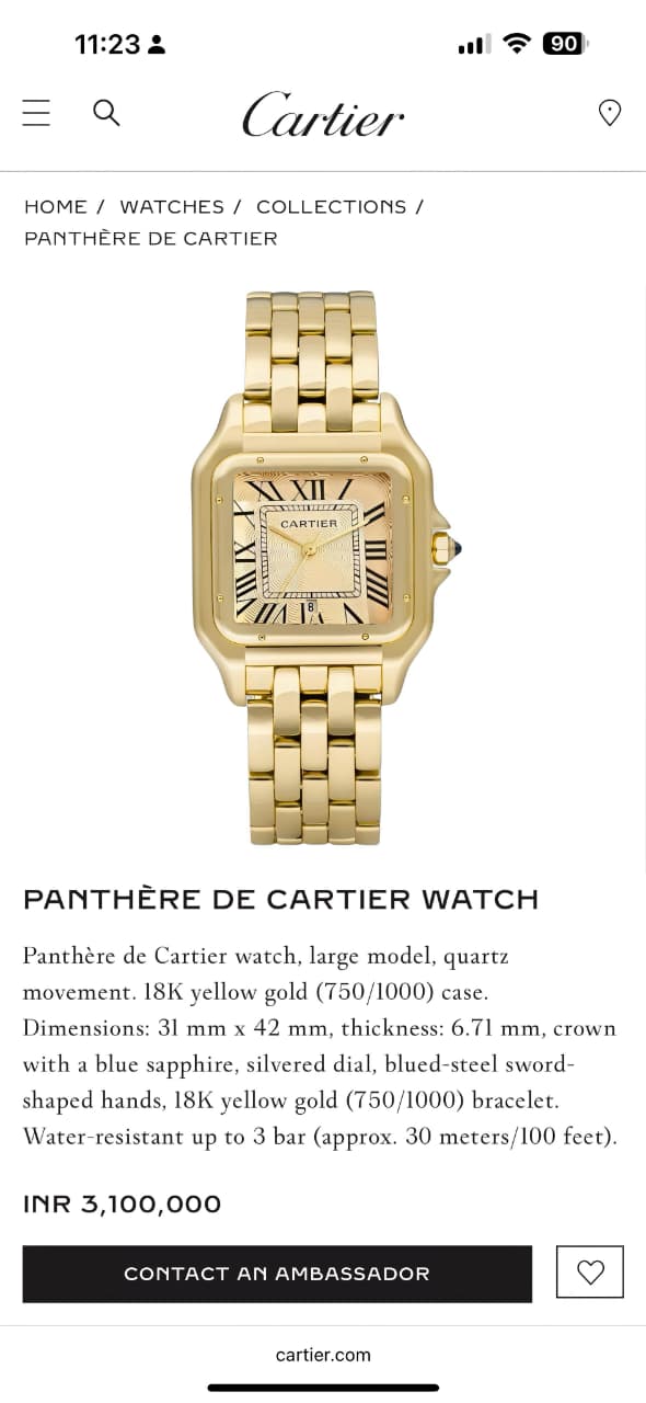 Cartier ANTHERE DE CARTIER WATCH First Copy Watch - First Copy Watches